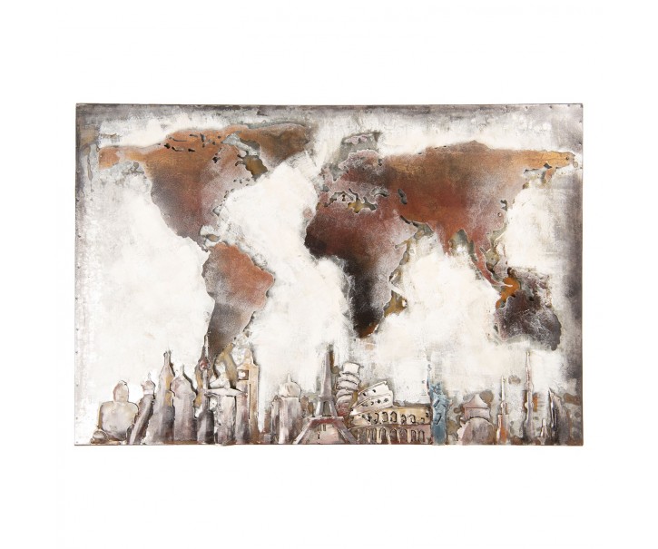 Umělecký kovový obraz - Mapa světa - 90*4*60 cm | LaHome.cz